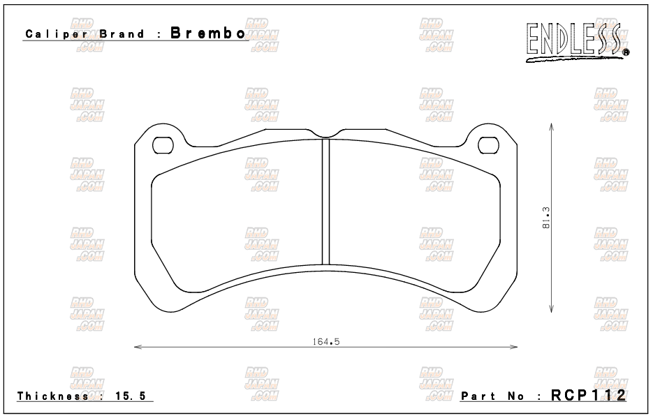 Endless Brake Pad Set Type MX72 Plus Front 4 Pot - GDB Spec C GRB R205 ...