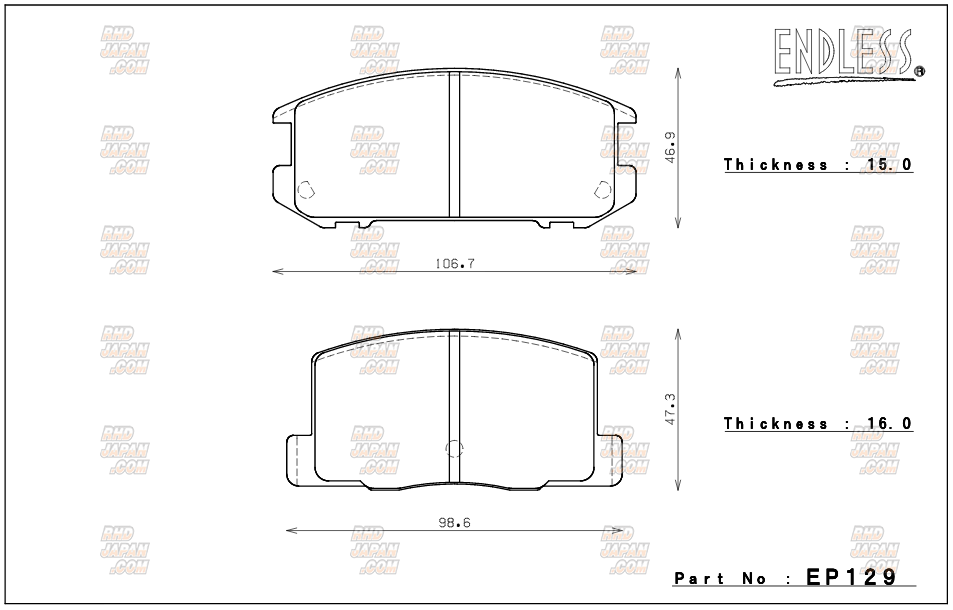 Endless Brake Pad Set Type MX72 Plus Rear - SW20 ZZW30 AW11 - RHDJapan