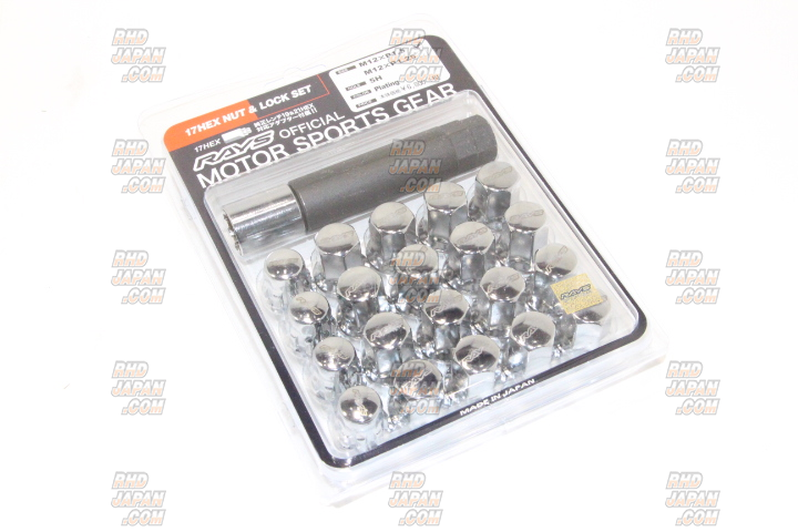 Rays 17HEX L31 Nut & Lock Set 5H - M12x P1.5 Chrome - RHDJapan