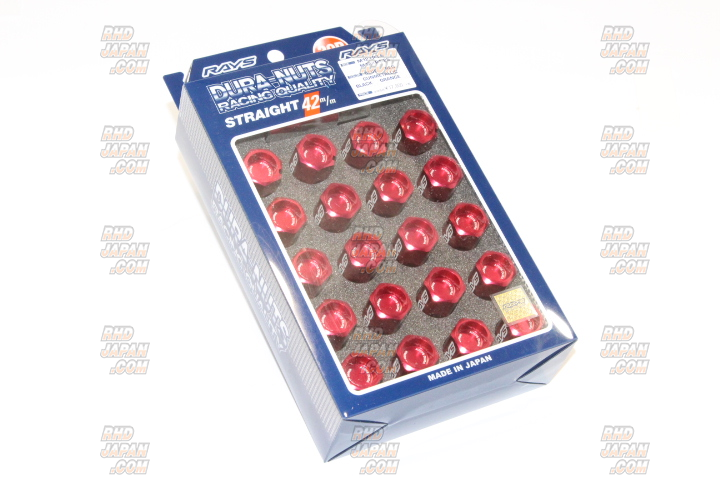 Rays L32 Dura-Nuts Straight Lock and Nut Set 4H - M12 X 1.5 Red - RHDJapan