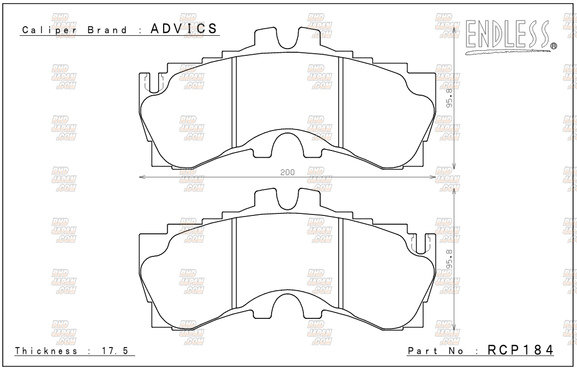 Endless Brake Pads Front Set Type MX72 - Lexus LC500 LC500h LS500 ...