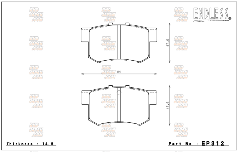 Endless Brake Pads Type MX72 Plus Full Set - Civic Type-R FD2 - RHDJapan