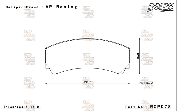 Endless Brake Pads Set Circuit Compound CC40 (ME20) AP Racing 4-Pot ...