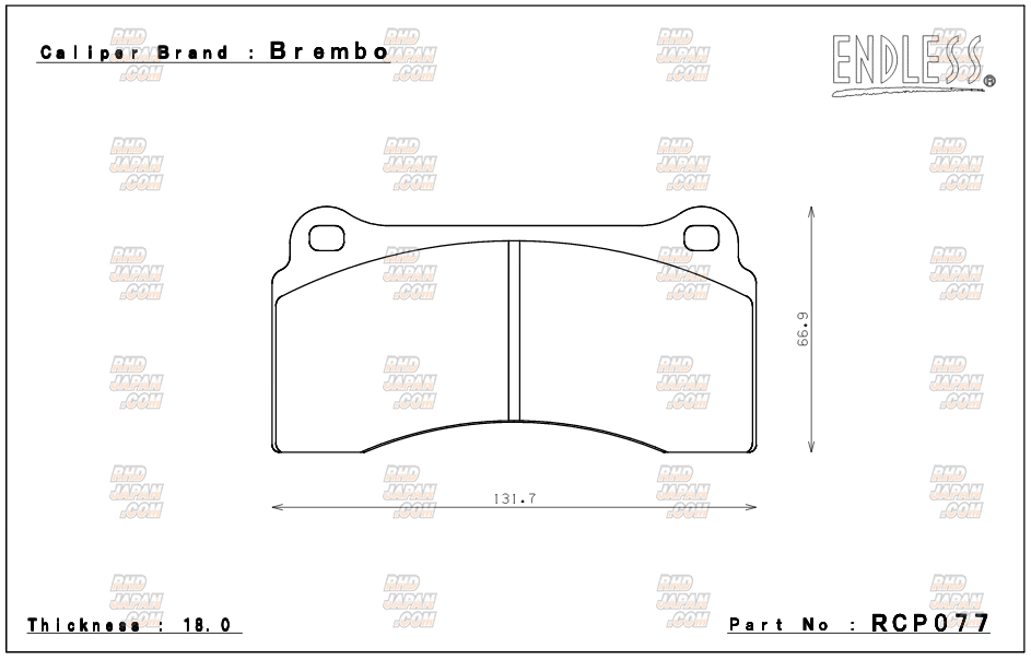 Endless Brake Pads Set CC-Rg Brembo F40/F50 4Pot 86 TRD Option - RCP077 ...