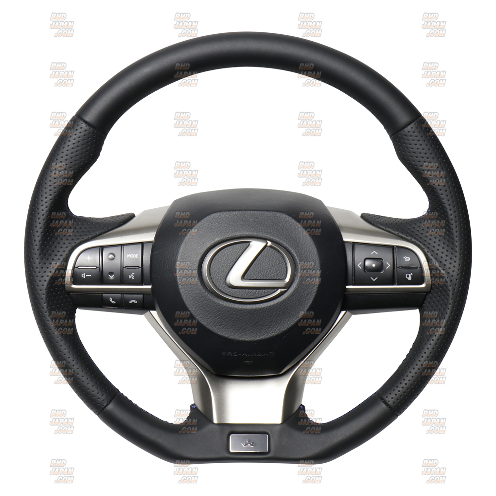 Real Premium Series Steering Wheel D-Shape Napa All Leather Navy Black ...