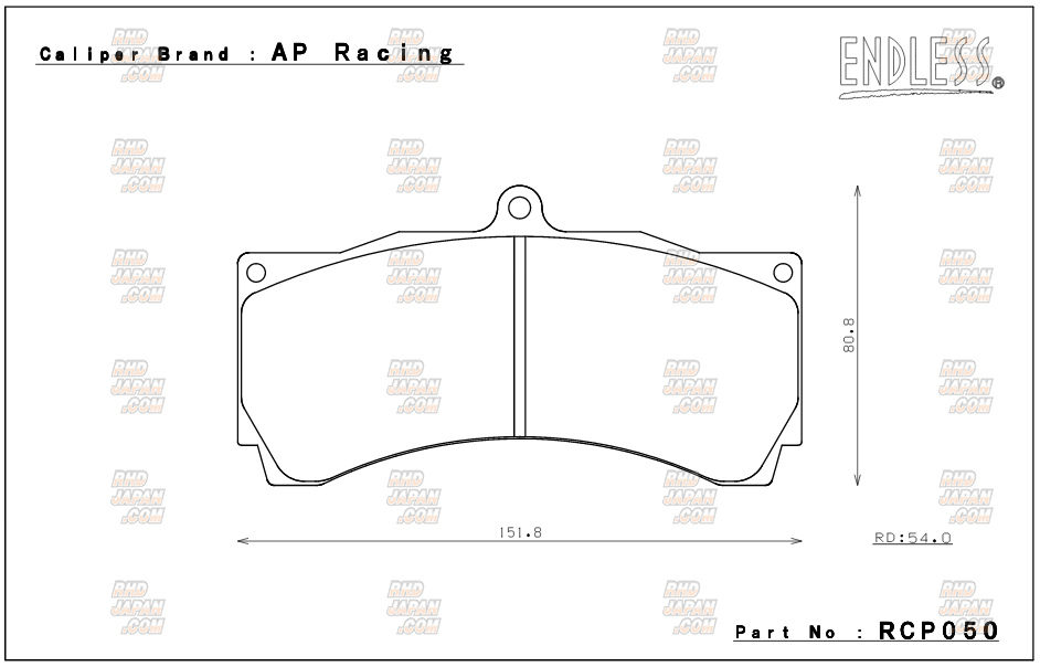 Endless Brake Pads Set Circuit Compound CC35 Type-E (N84M) AP Racing 6 ...