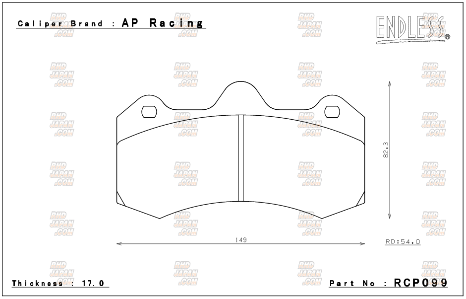 Endless Brake Pads Set Circuit Compound CC35 Type-E (N84M) AP Racing ...