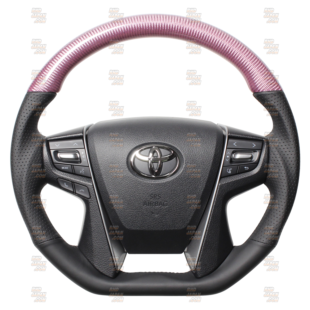Real Premium Series Steering Wheel D-Shape Pink Carbon Black Eurostitch ...
