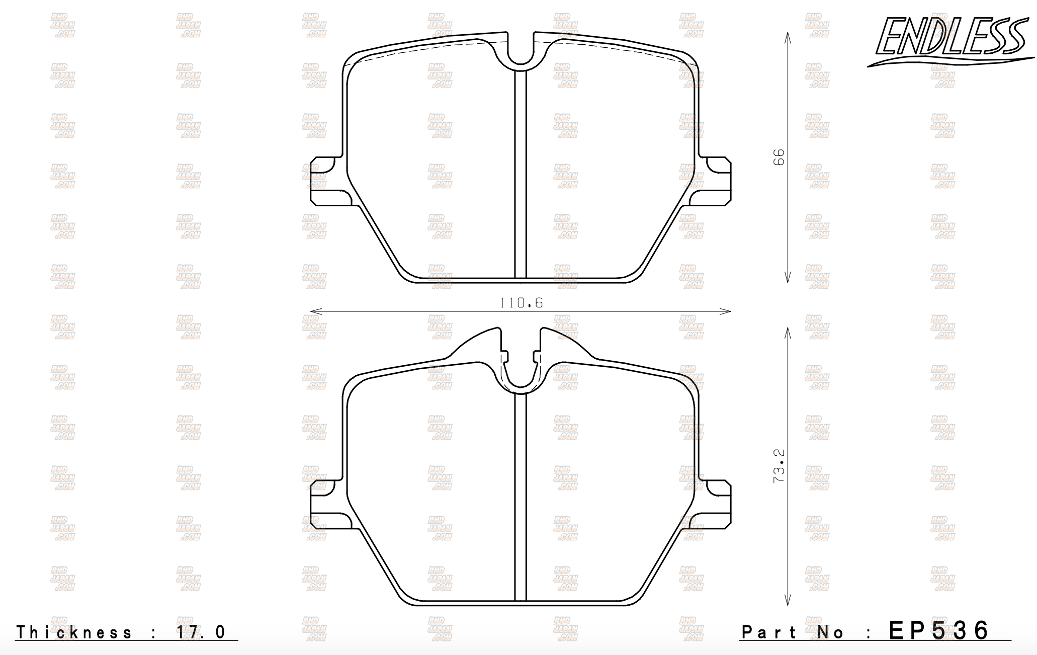 Endless Brake Pads Full Set Type MX72 - GR Supra DB42 RZ BMW Z4 HF30 ...