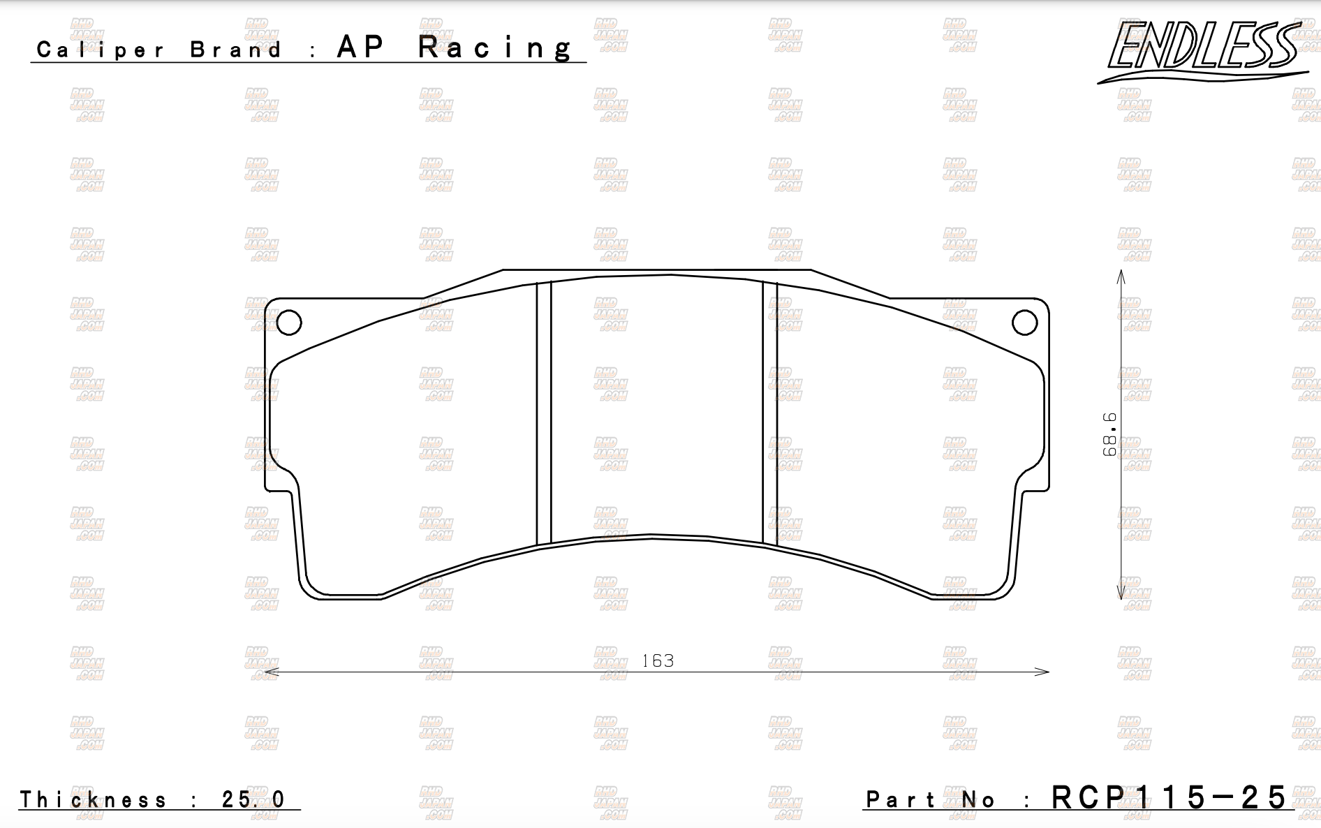 Endless Brake Pads Set Circuit Compound CC35 Type-E (N84M) AP Racing ...