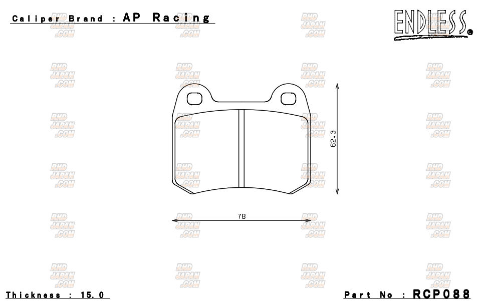 Endless Brake Pads Set MX72 Plus AP Racing Calipers F4 Sumitomo F/R ...