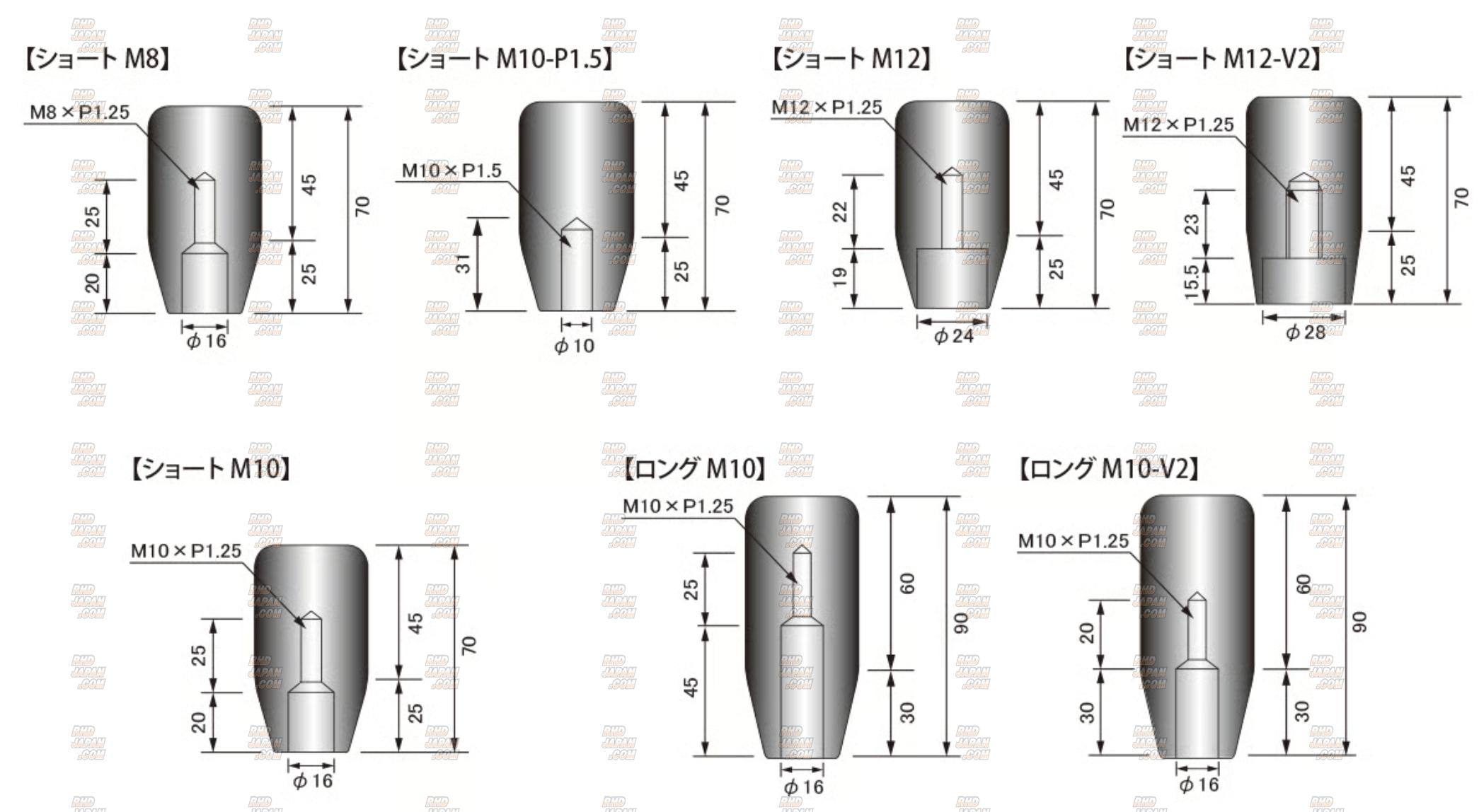 Tomei Duracon Shift Knob - Short Type M12-V2 28mm - RHDJapan
