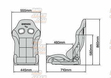 Bride Reclining Bucket Seat edirb 172 - Black x Grey Stitch - RHDJapan