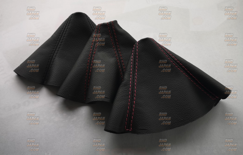 R-Magic Shift & Side Brake Boot Set Black Leather Pink Stitch with Logo ...