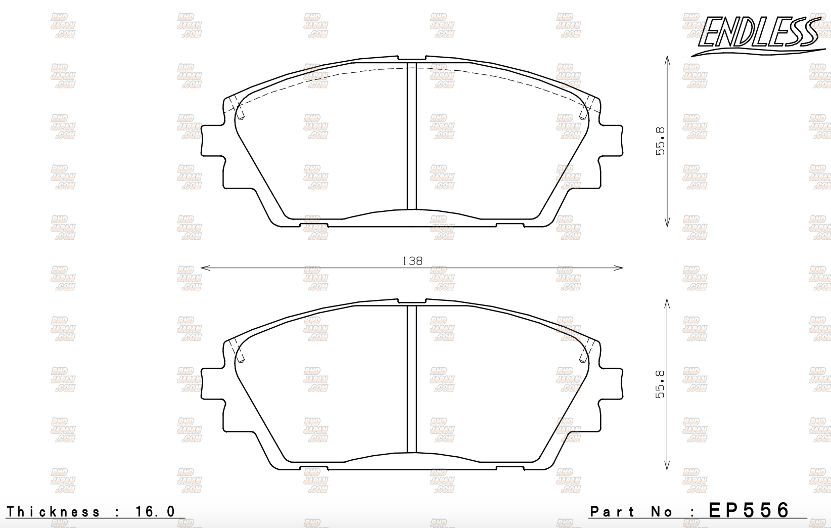 Endless Brake Pads Full Set Type MX72 - Mazda3 BP5P BPFP BP8P - RHDJapan