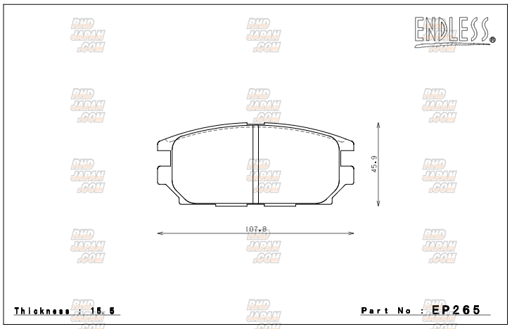Endless Brake Pads Rear Set Circuit Compound CC40 (ME20) - EP265 - RHDJapan