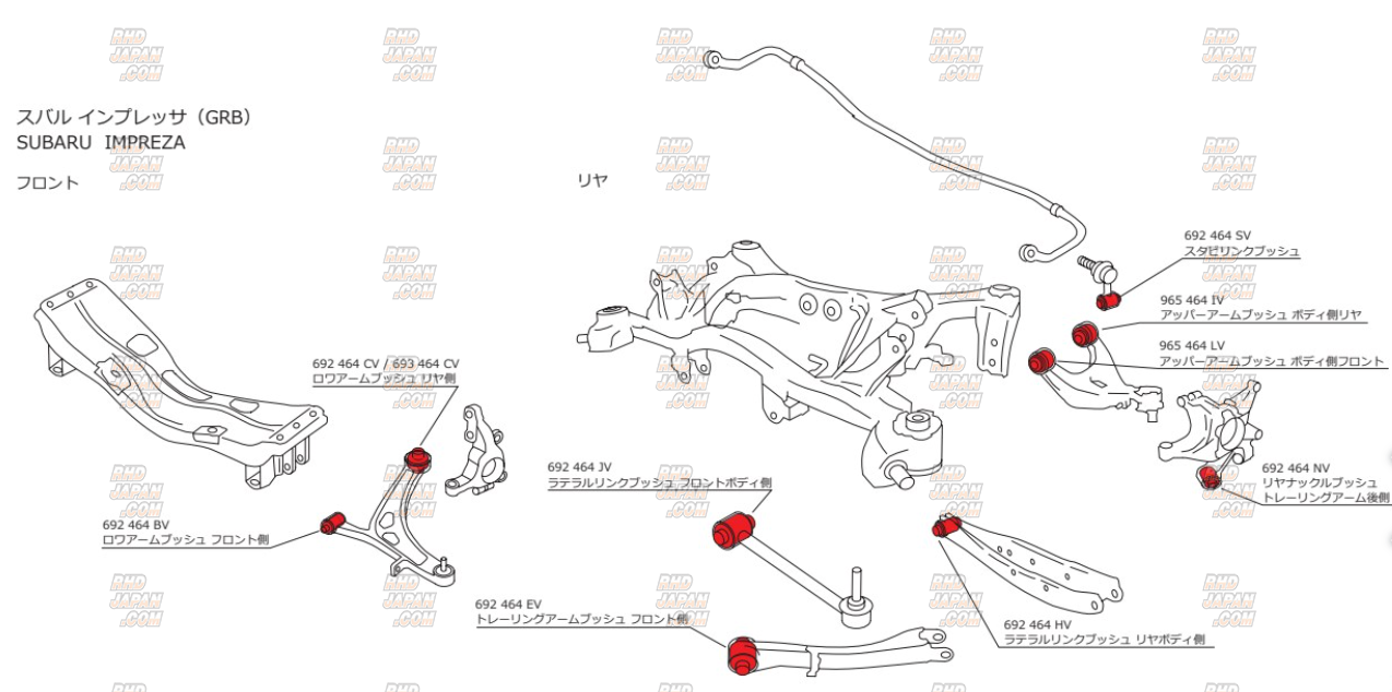 CUSCO Trailing Arm Bushing Set Front Side - Impreza WRX STI GRB GVB ...