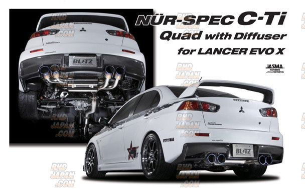 Blitz Nur-Spec C-Ti Quad Muffler Exhaust System - Lancer Evolution X ...