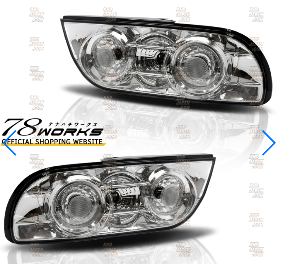 78 Works Euro Tail Light Set All Clear - 180SX RPS13 Kouki Model ...
