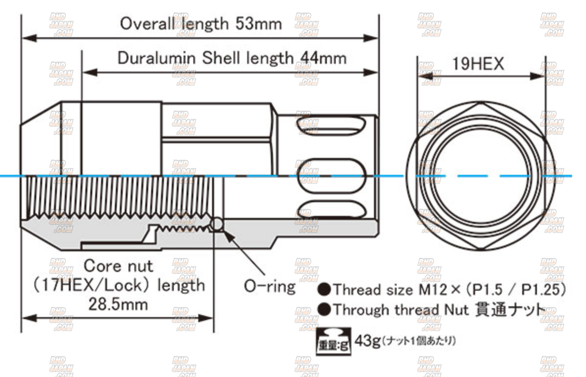 Kyo-Ei Kics Leggdura Racing Shell Type Lock & Lug Nut Set EL53 2pc ...
