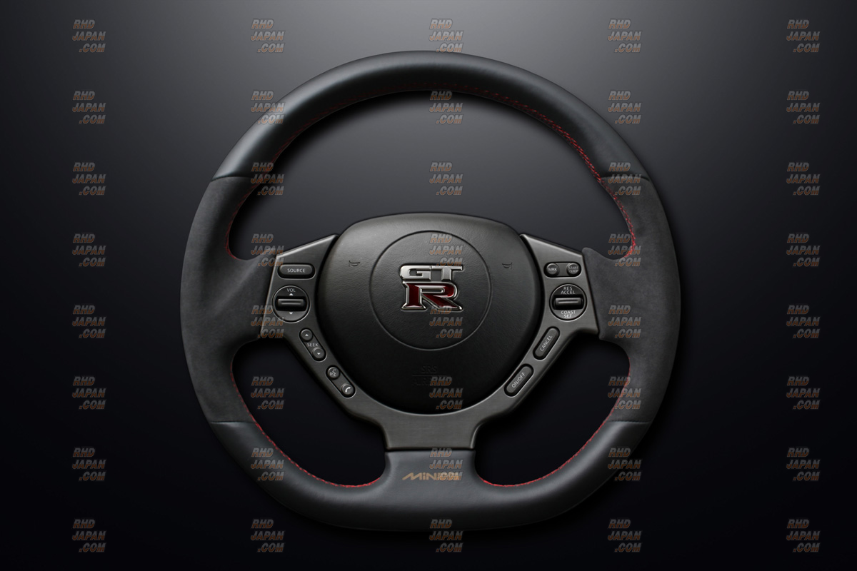 Mine's Leather Steering Wheel Grey Stitch - GT-R R35 ~MY17 - RHDJapan