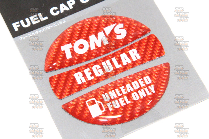 TOM'S Regular Octane Gas Cap Fuel Sticker - Red - RHDJapan